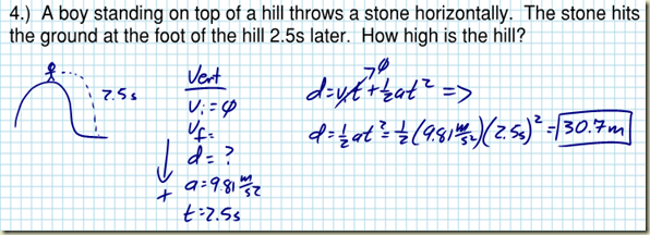 Projectile Motion Practice WS Sample Sol'n #4 - Regents Physics